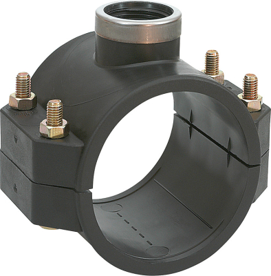 PE-Tapping saddle with female thread outlet 63mm for water system